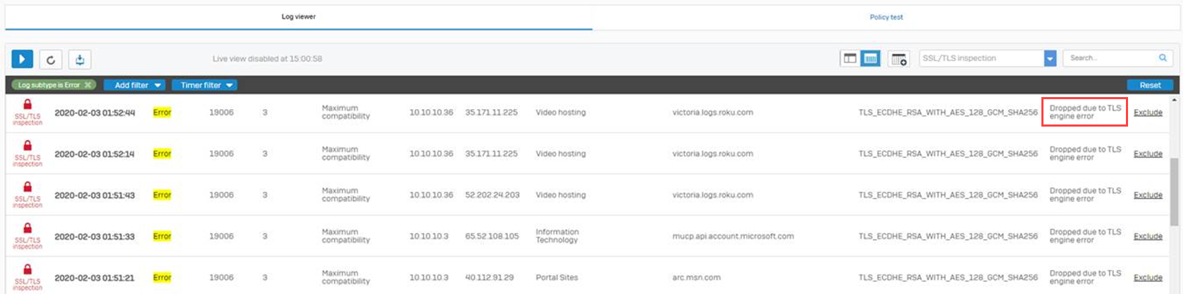 Sophos XG Firewall: Android applications are not working with SSL/TLS scanning