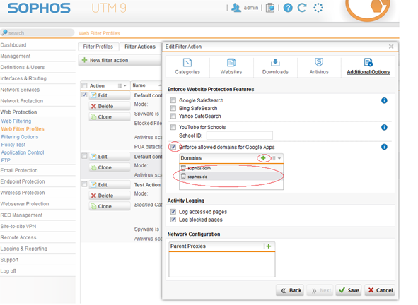 Sophos UTM: How to configure Google Application Control