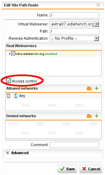 Sophos UTM: Configure IP-based access control for Site Path Routing (WAF)