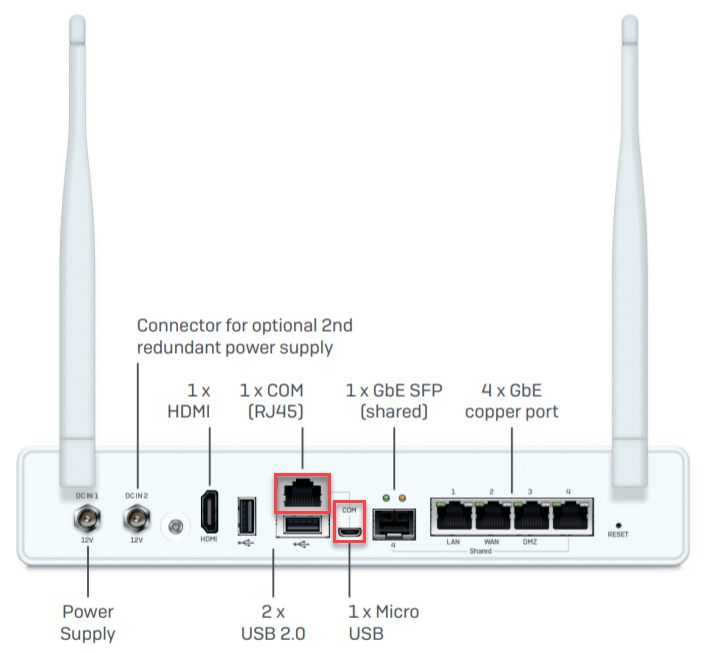 Sophos Firewall: Set up a serial connection with a console cable
