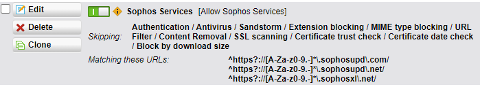 Sophos UTM: Add Sophos Central domains in the allow list