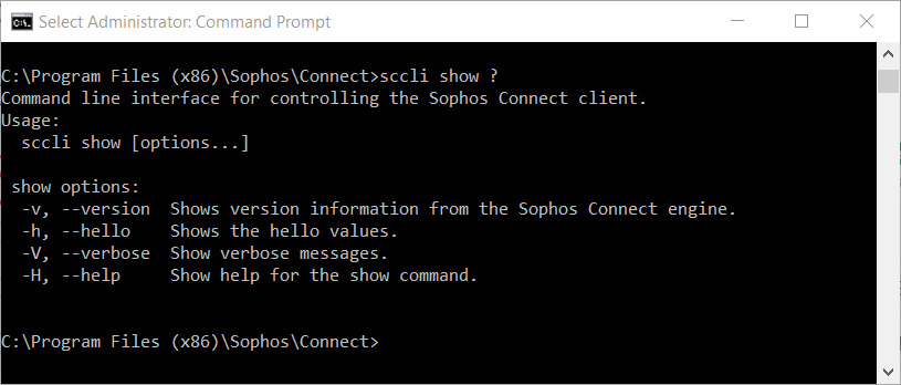 Sophos Connect: List of commands