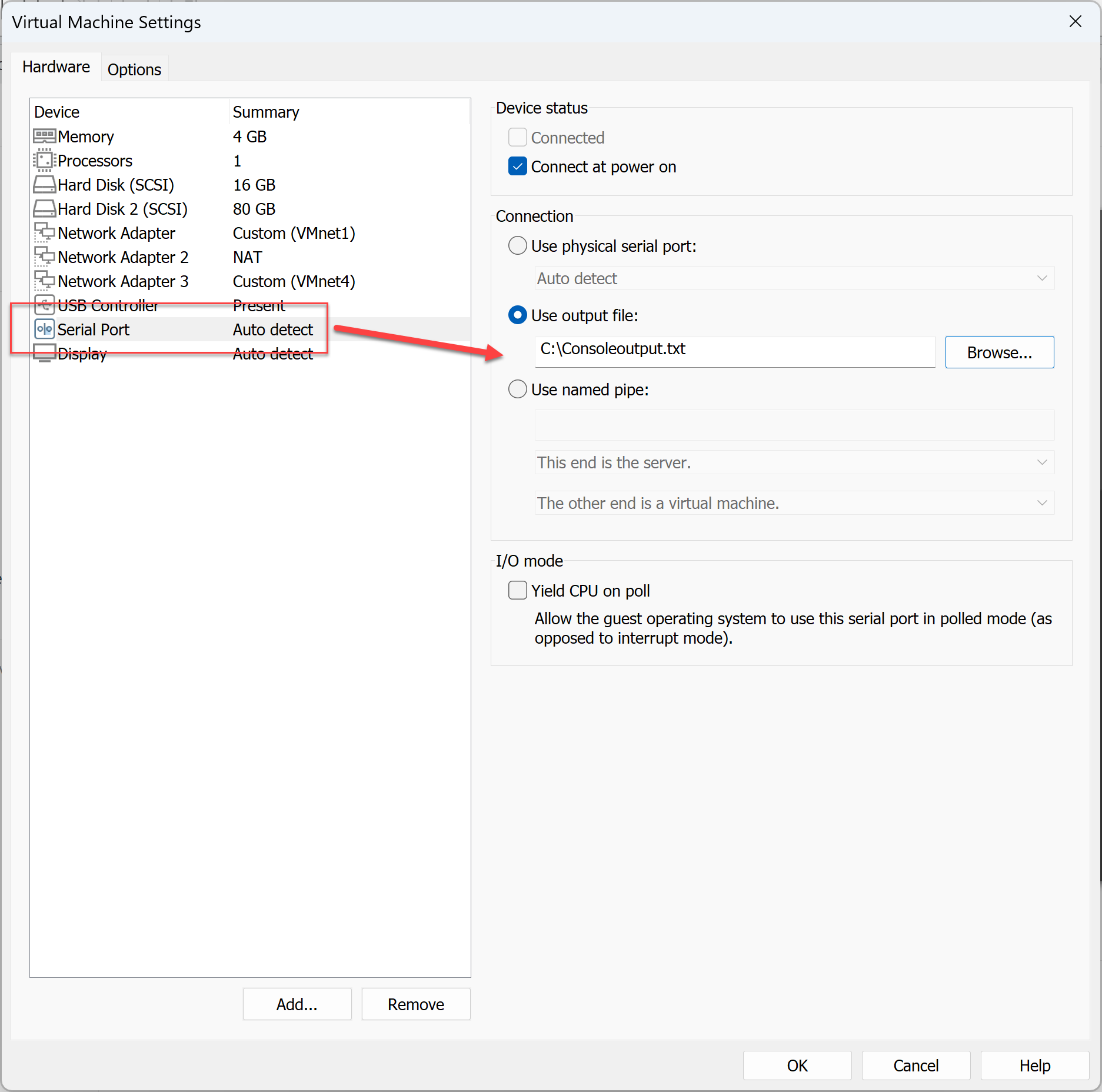 Sophos Firewall: Export Serial console logs from VMware