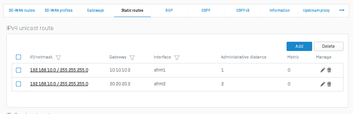 Sophos Firewall: Configure a route-based VPN failover with two ISP ...