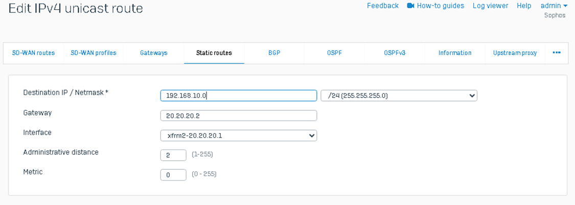 Sophos Firewall: Configure a route-based VPN failover with two ISP ...