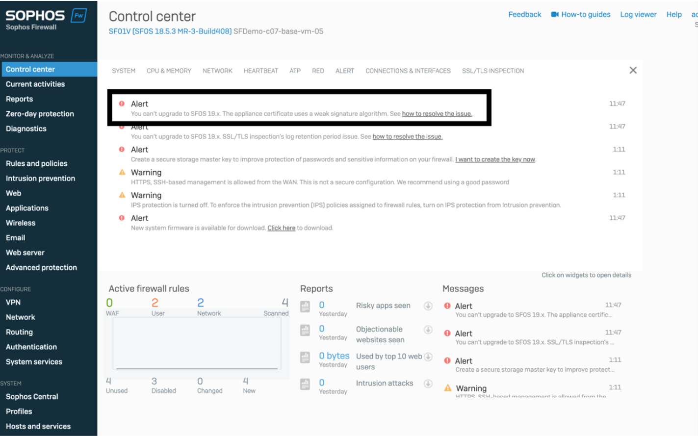 Advisory: Sophos Firewall goes into failsafe mode when the firmware is upgraded to or restoring ...