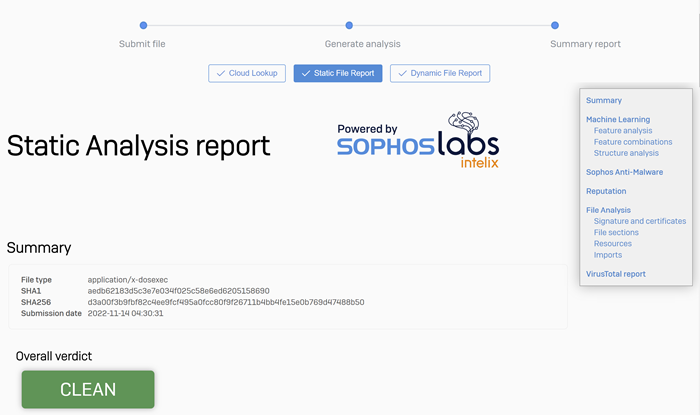 Submit samples of suspicious files to Sophos