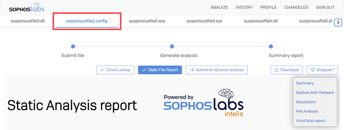 Submit samples of suspicious files to Sophos