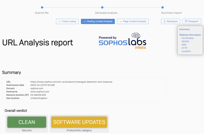 Submit samples of suspicious files to Sophos