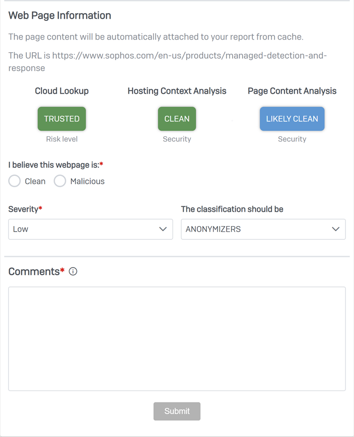 Submit samples of suspicious files to Sophos