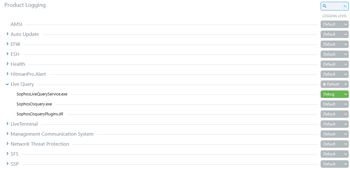 Sophos Endpoint Self Help: Product Logging