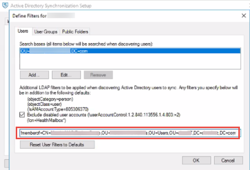 Sophos Central AD Sync Utility: Configure filters