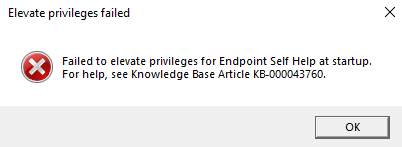 Sophos Endpoint Self Help: Elevation privileges failure