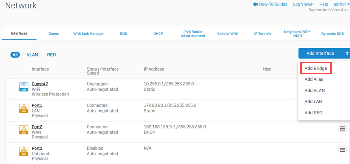 Sophos Firewall: How to implement transparent subnet gateway using a bridge interface
