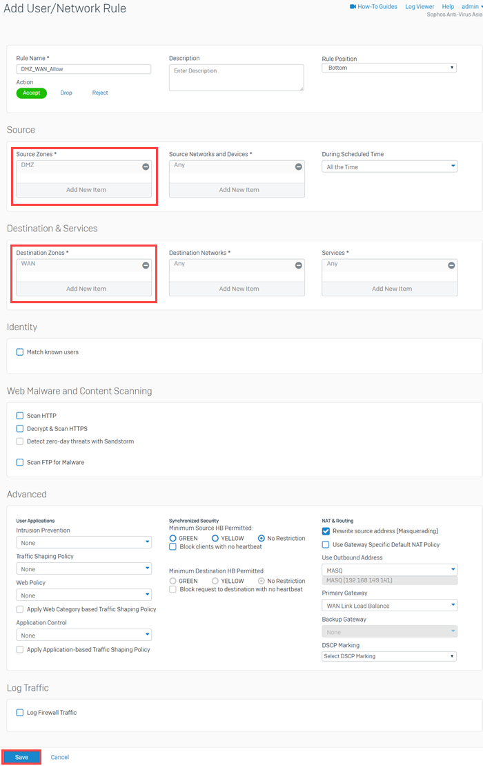Sophos Firewall: How to implement transparent subnet gateway using a bridge interface