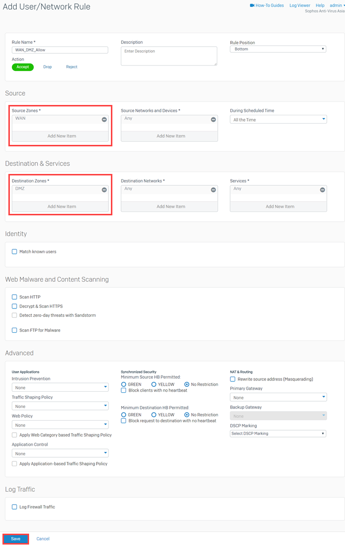 Sophos Firewall: How to implement transparent subnet gateway using a bridge interface
