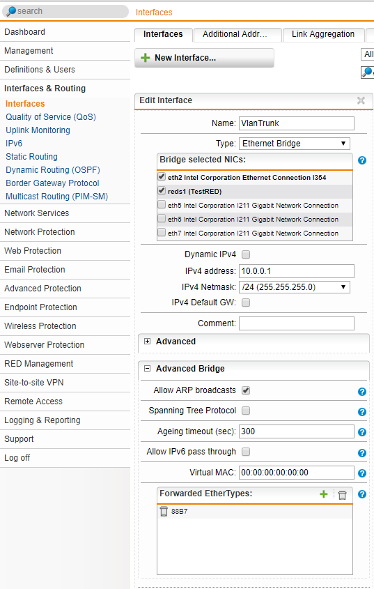 Sophos UTM: Deploy RED 50 with VLANs