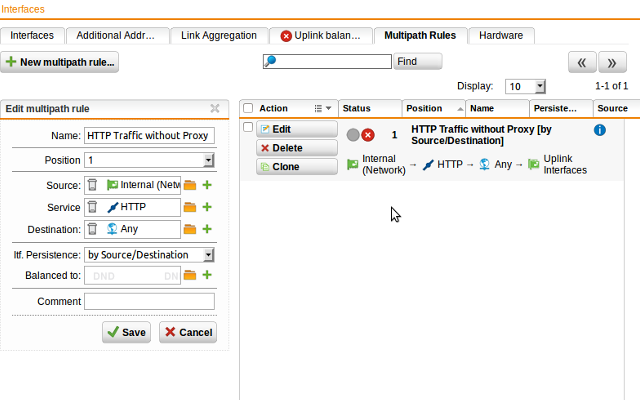 Sophos UTM: Uplink Balancing and Multipath rules