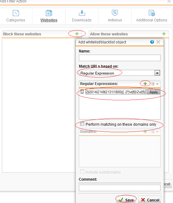 Sophos UTM: Block / Allow list editor