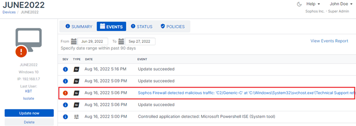 Sophos Endpoint: Investigate C2/Generic-C detection