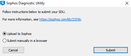Sophos Diagnostic Utility: Get and send logs to Sophos Support