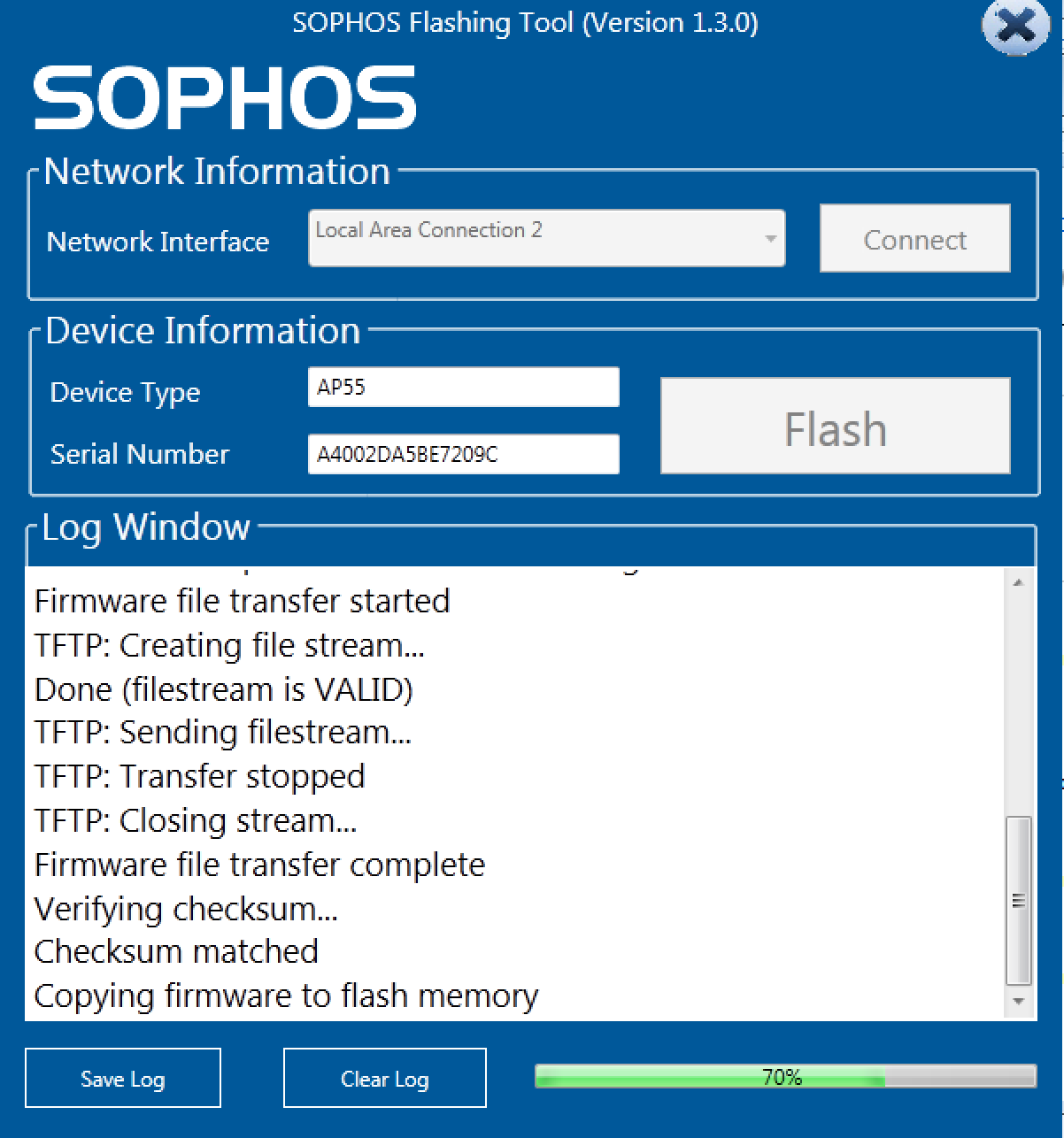 Sophos Access Point: Recover bricked access points using the Sophos Flashing Tool