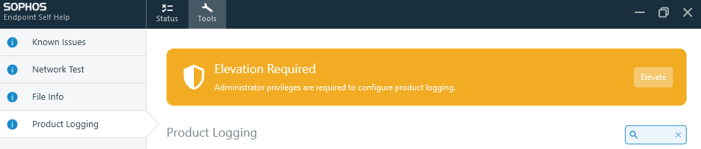 Sophos Endpoint Self Help: Product Logging