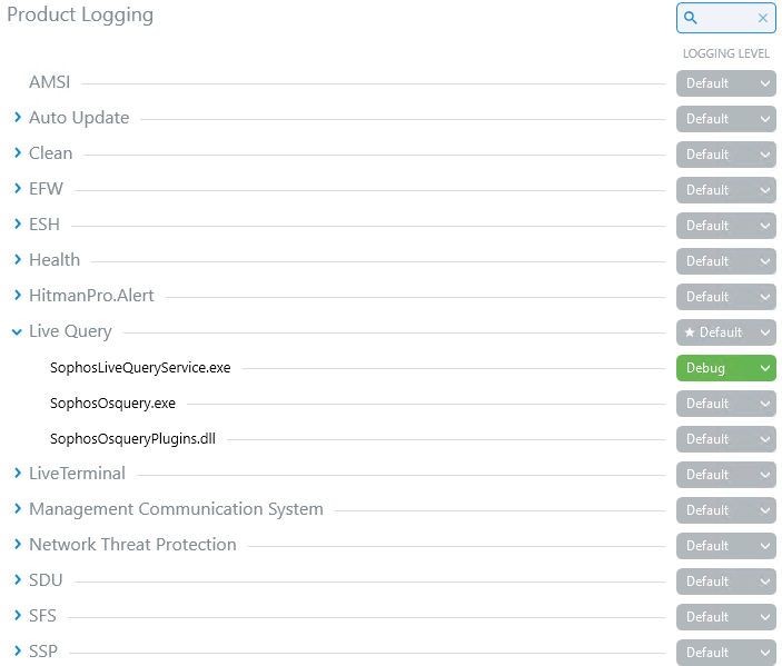 Sophos Endpoint Self Help: Product Logging