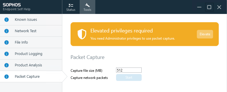 Sophos Endpoint Self Help: Packet capture