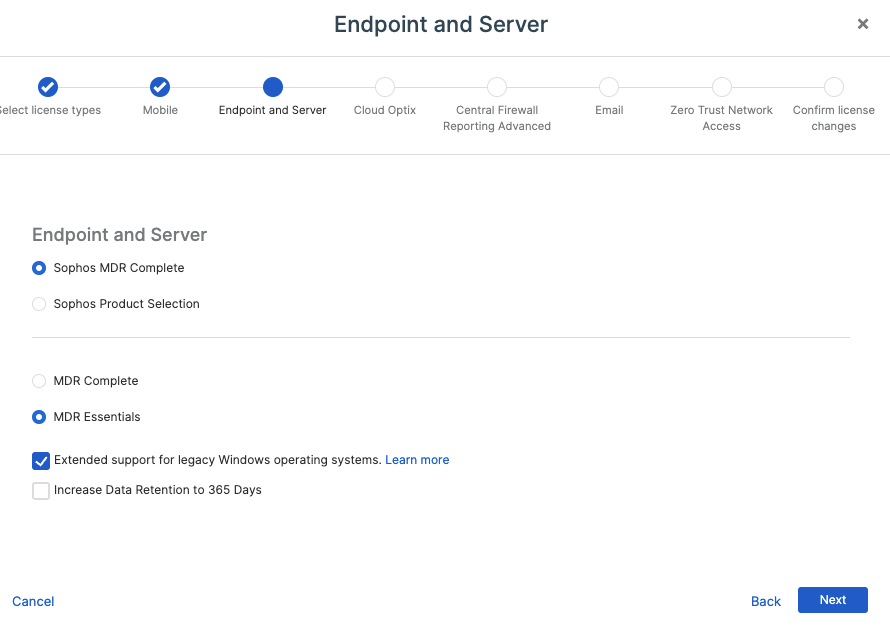Sophos Central: Extended Support for Windows operating systems