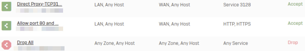 Sophos Firewall: Web proxy direct mode cannot make web connections without HTTP/HTTPS firewall rule