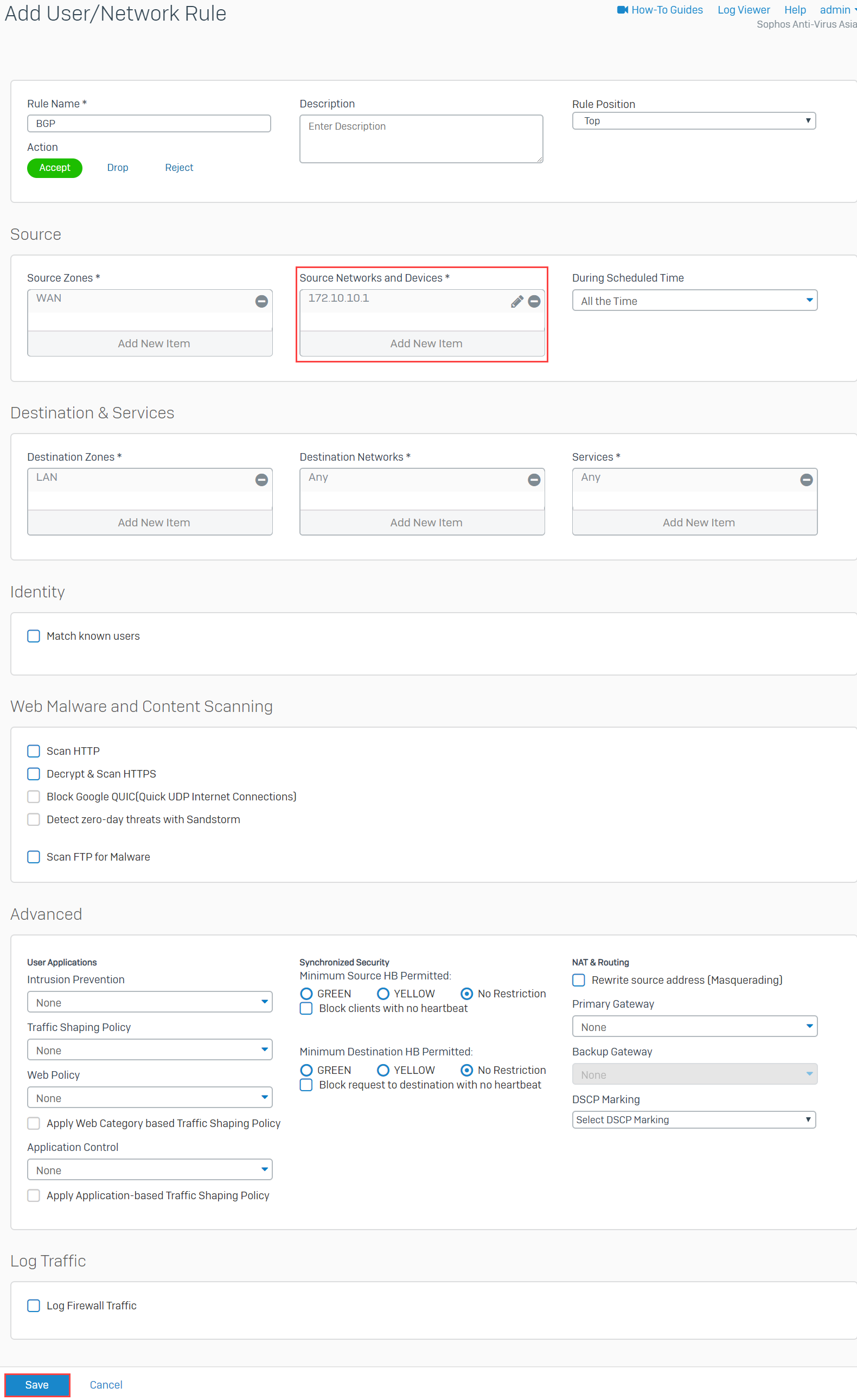 Sophos Firewall: Configure BGP