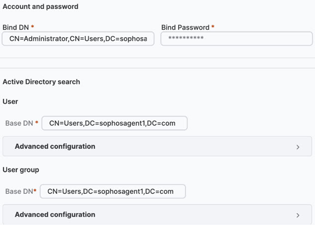 Find the Bind and Base distinguished names on the AD server