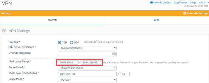 Sophos Firewall: Assign an IP address to a user connected via SSL VPN