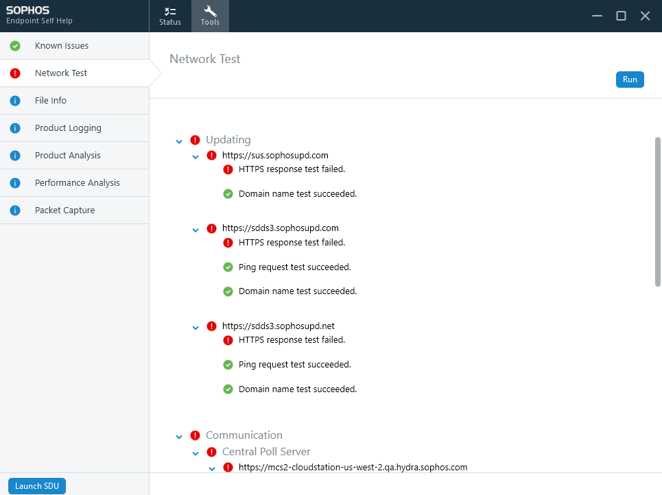 Sophos Endpoint Self Help: Network Test (For devices on Core Agent 2024 ...