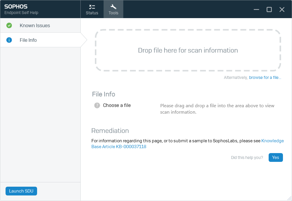 Sophos Endpoint Self Help: File Information