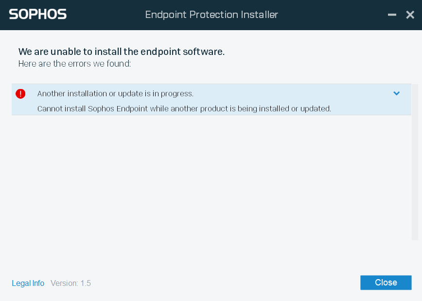Sophos Endpoint: Another installation or update is in progress