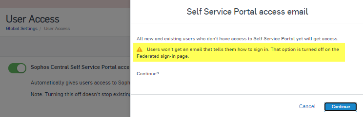 Sophos Central Admin: Self Service Federation Setting - FAQ