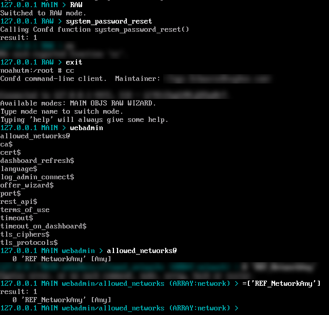 Sophos UTM: Reset the password for admin, loginuser, and root